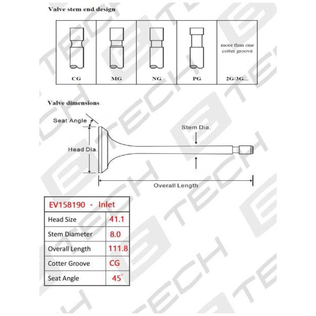 E TECH Inlet Valve Set (9112979095) - Greg's Motor Spares